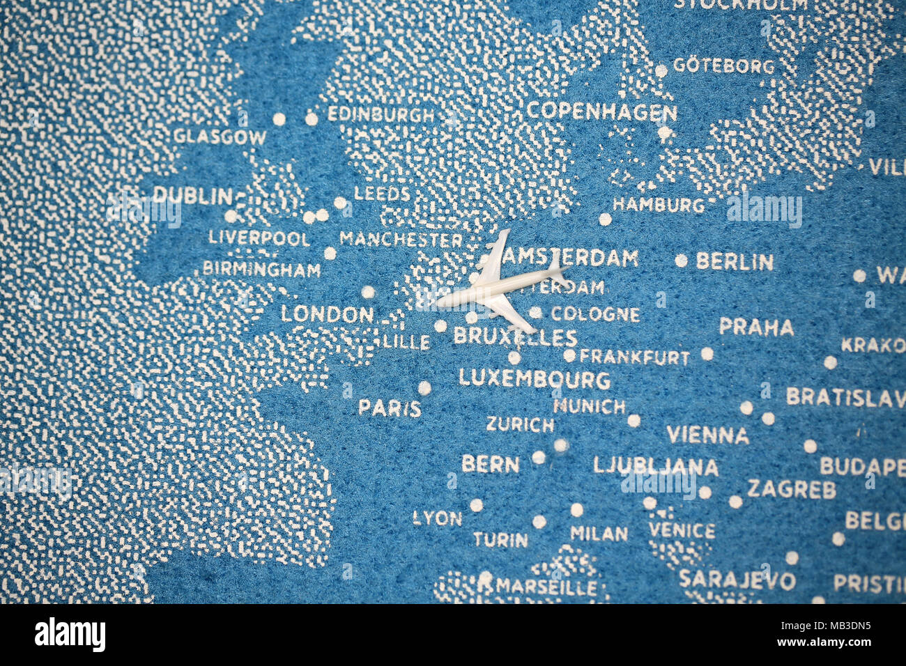 map of europe with pin and plane Stock Photo - Alamy