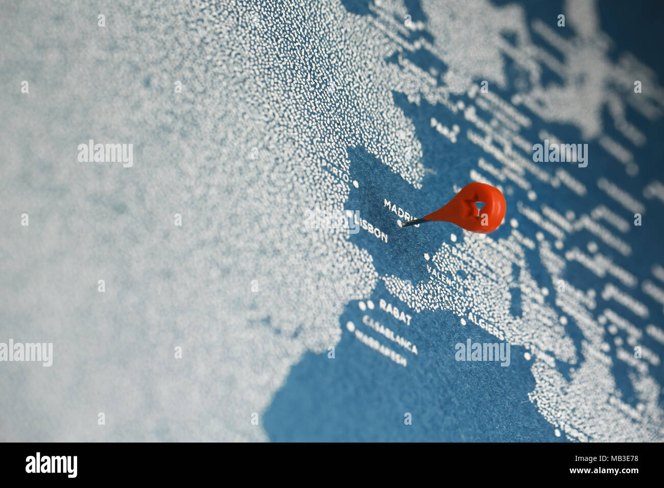 travel painted map with the pin, spain Stock Photo - Alamy