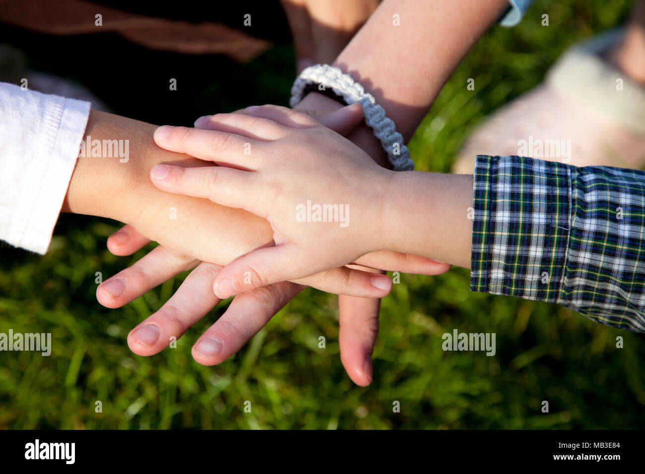 Stack of Children's Hands Stock Photo - Alamy