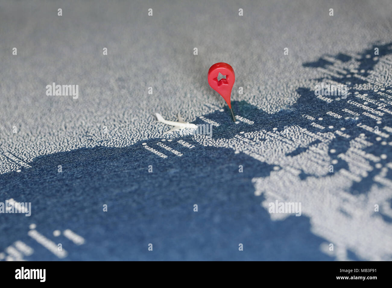 travel painted map with the pin, spain Stock Photo - Alamy