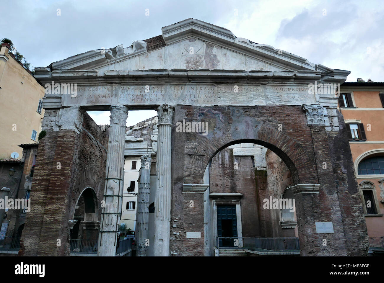 ancient Roman Portico di Ottavia and the Sant Angelo ialla Pescheria ...