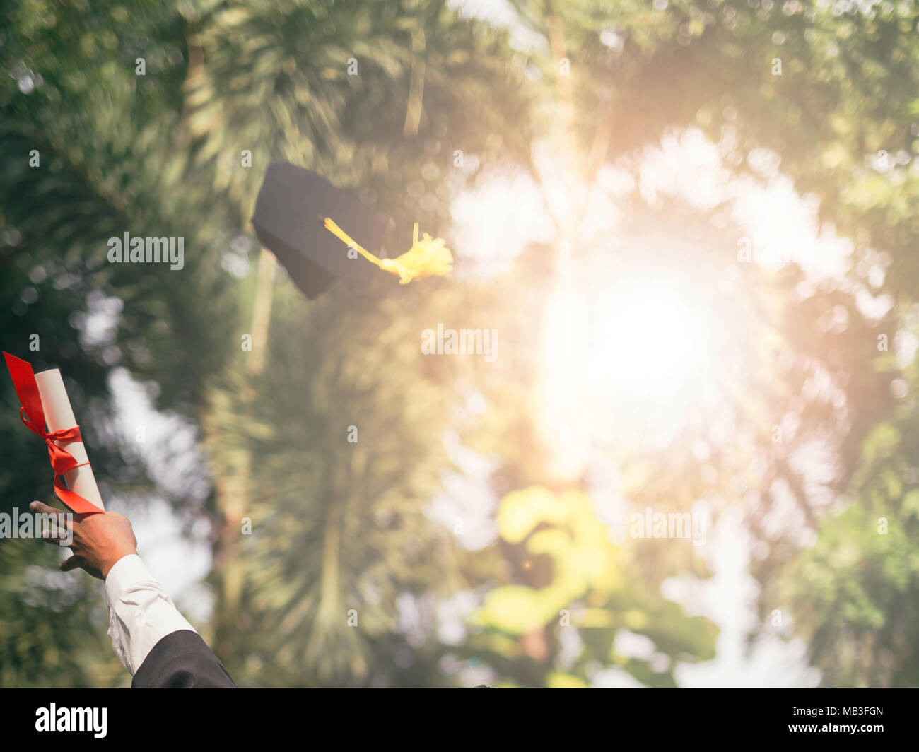 Graduate man students , back view of graduation day University ...