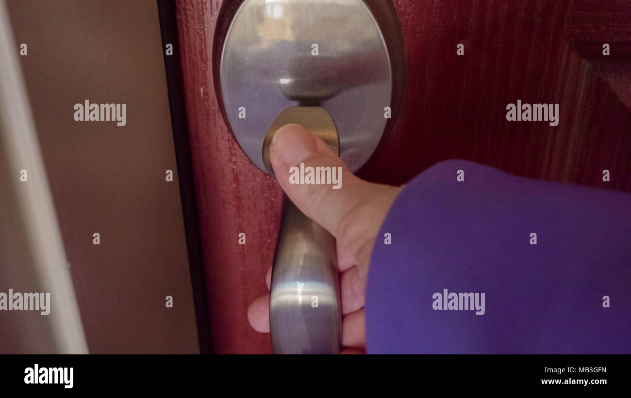 Opening front door of modern residential house Stock Photo - Alamy