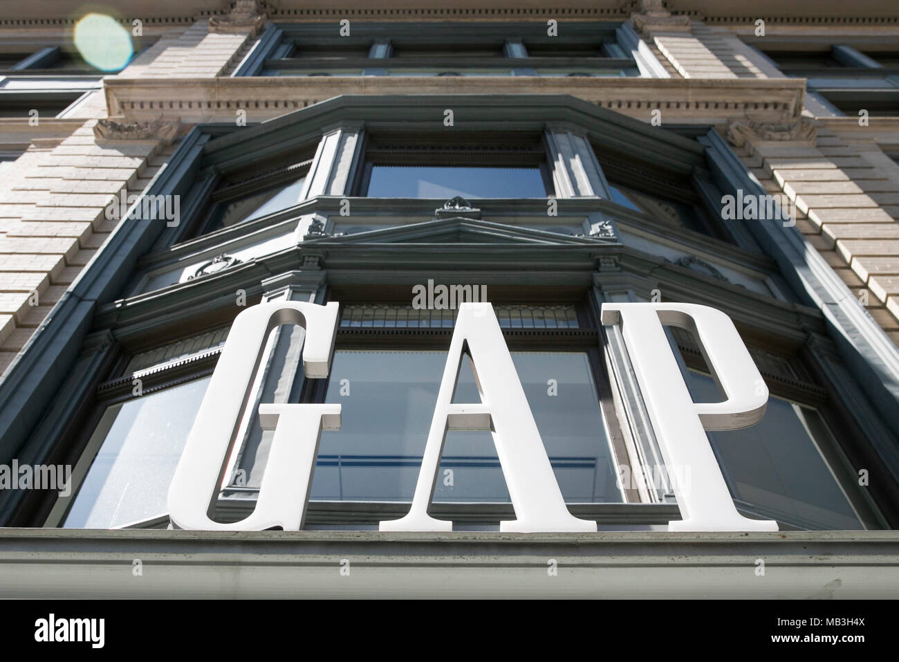 A logo sign outside of a Gap retail store in downtown Washington, D.C ...