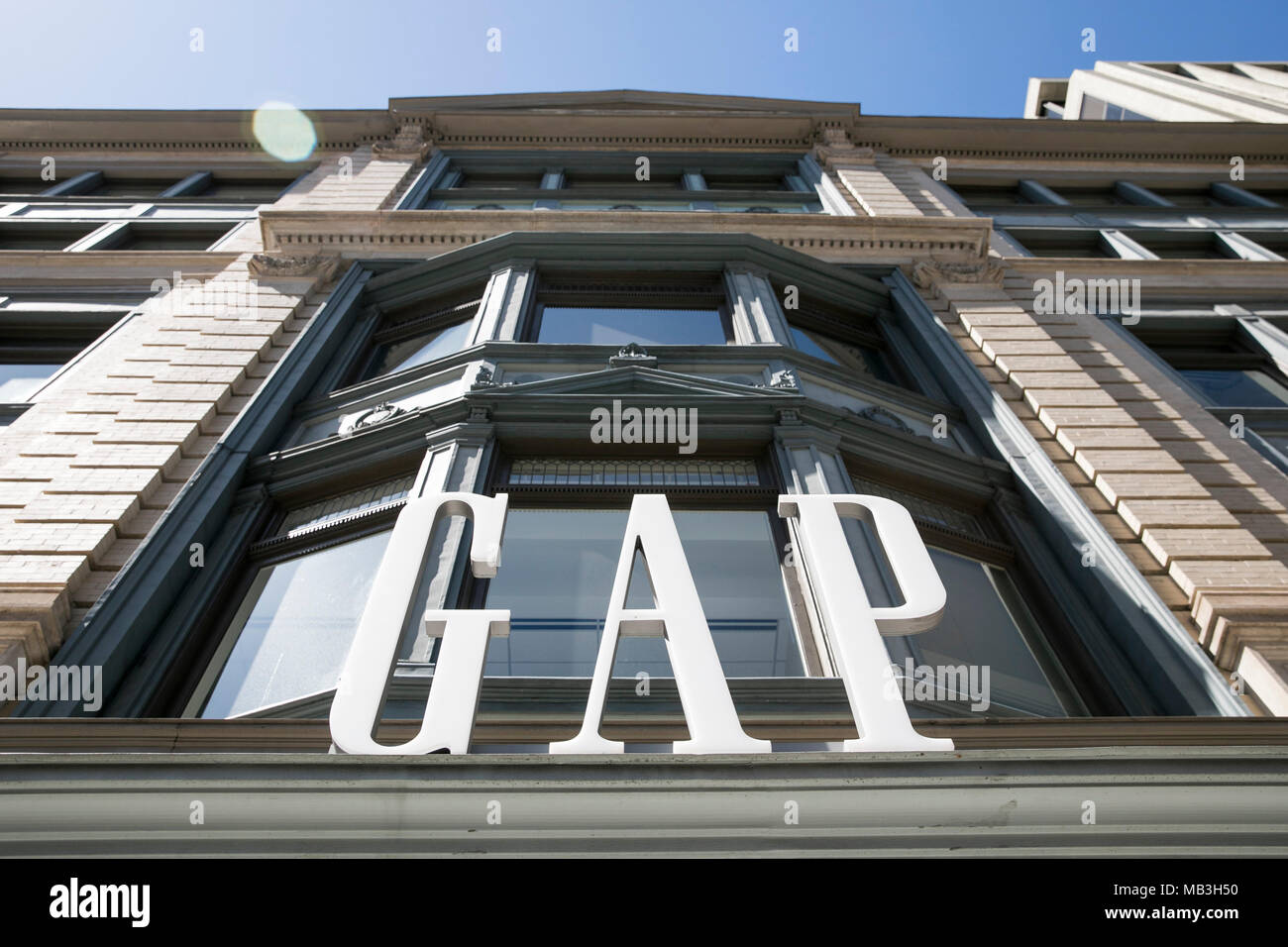 A logo sign outside of a Gap retail store in downtown Washington, D.C ...