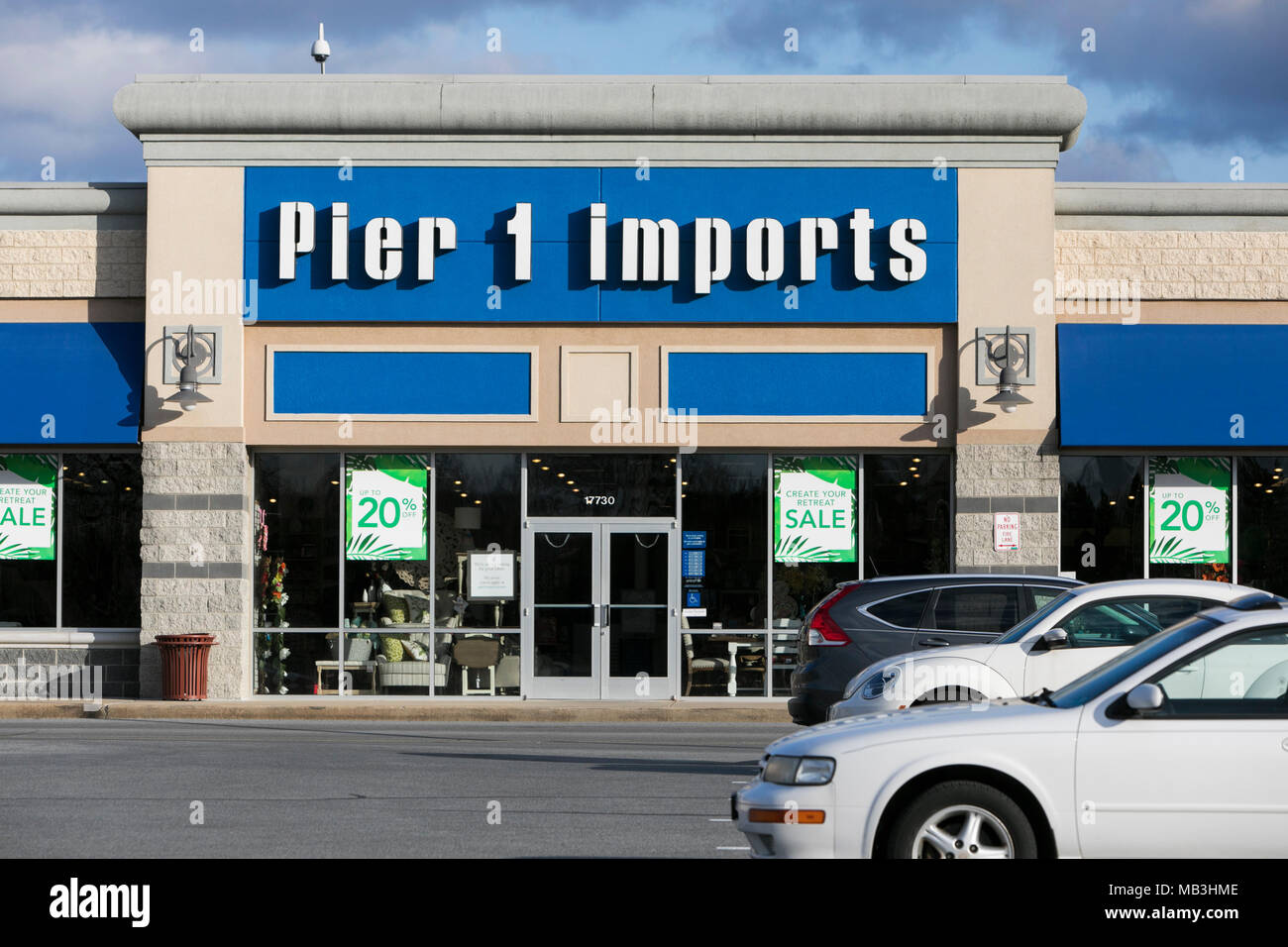 A Pier 1 Imports logo seen on a retail store front in Hagerstown ...