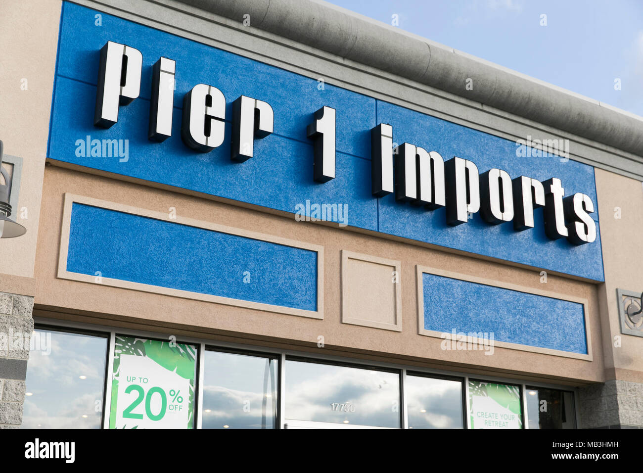 A Pier 1 Imports logo seen on a retail store front in Hagerstown ...