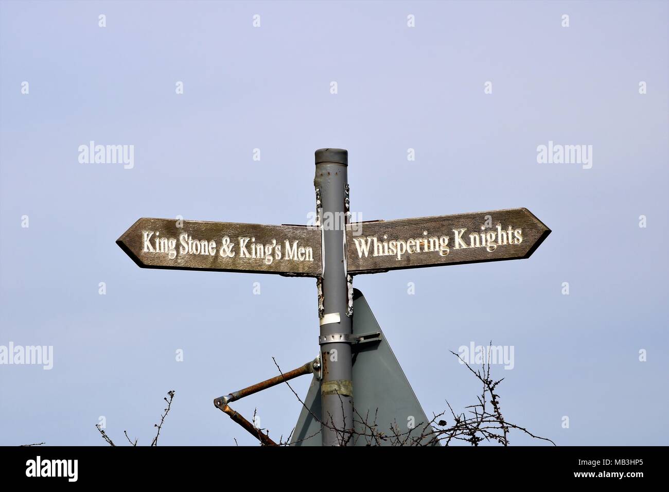 Wooden sign post at Rollright Stones, Cotswold Hill, Oxfordshire and ...