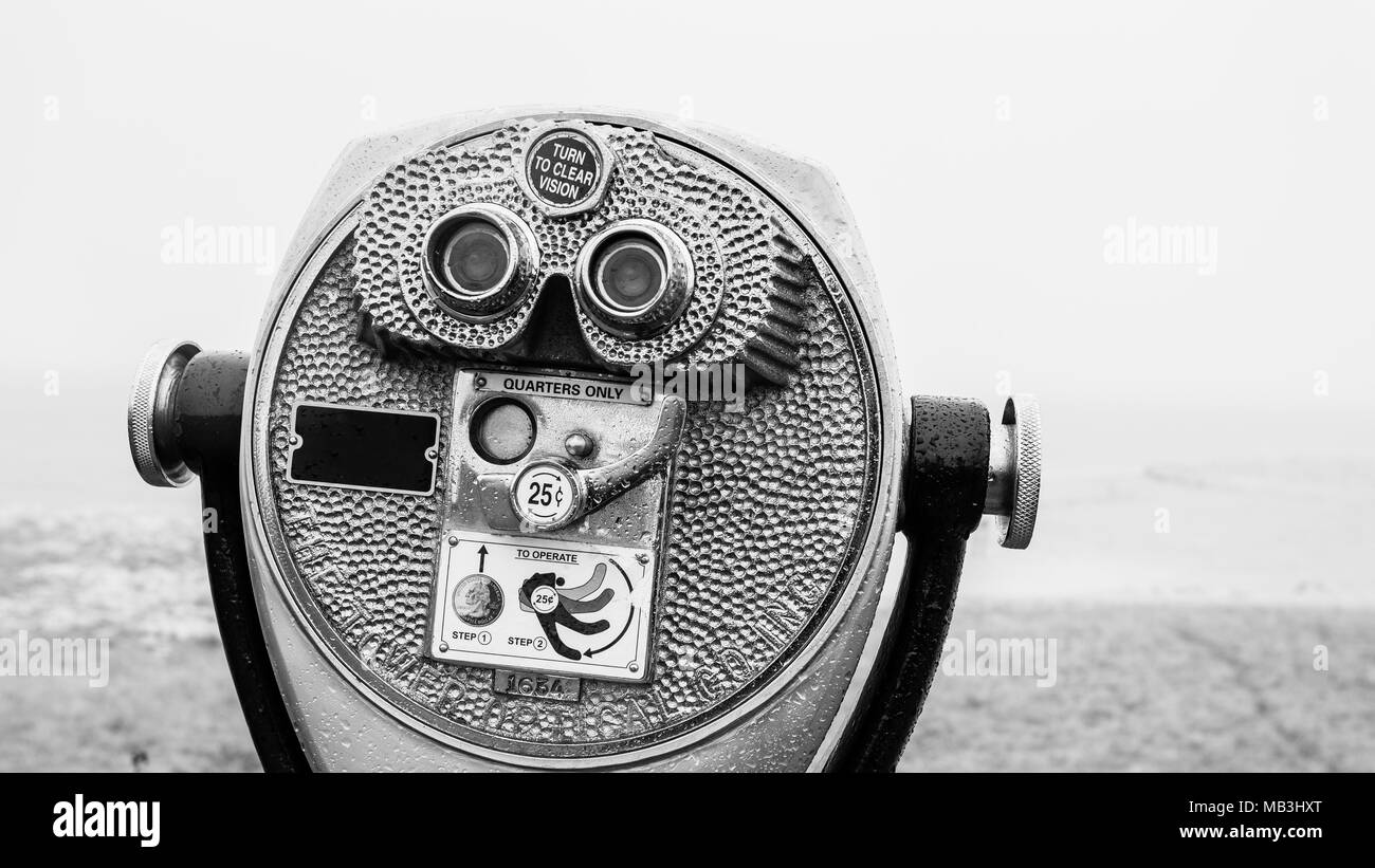 A coin operated optical viewer at the beach in Chatham, Ma on Cape Cod ...