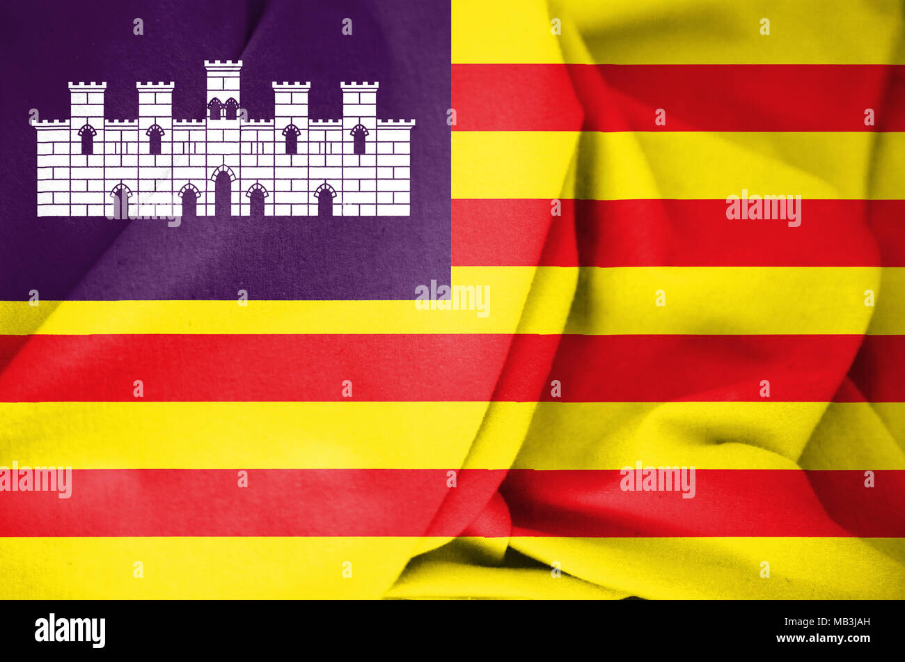 3D Flag of Balearic Islands, Spain. 3D Illustration Stock Photo - Alamy