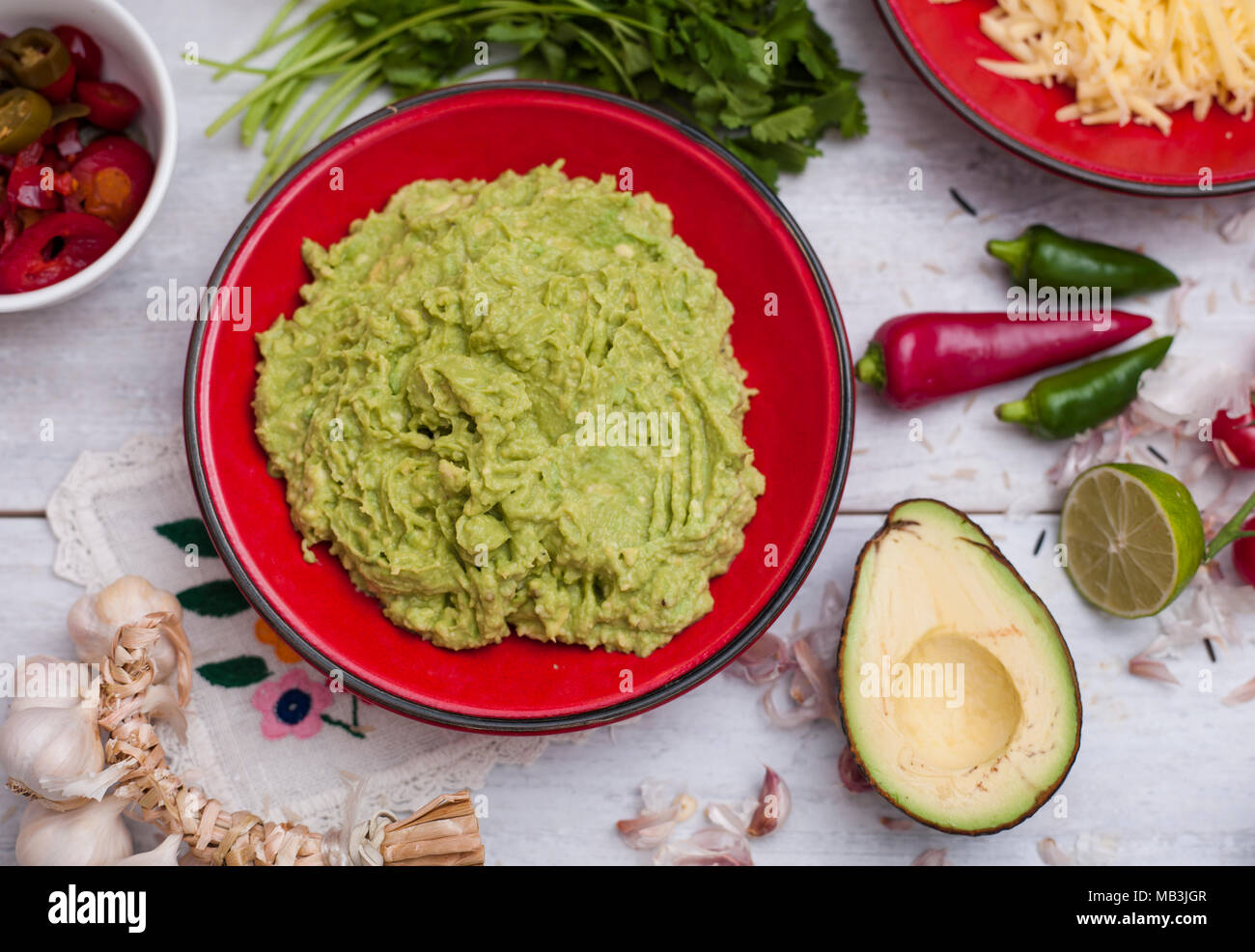 Home made Guacamole in Mexican style kitchen Stock Photo - Alamy