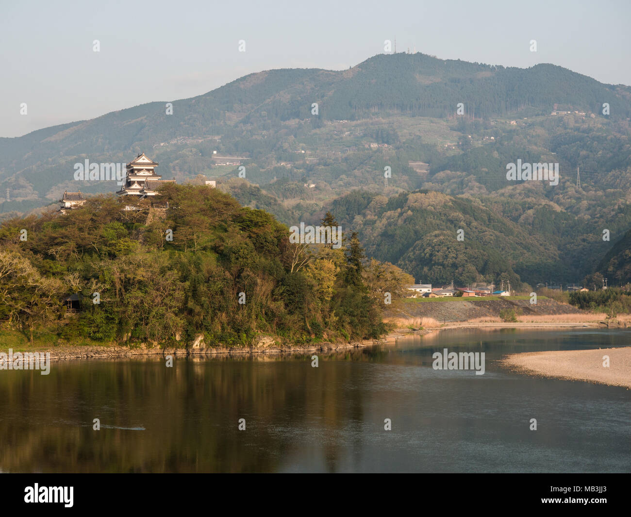 Ozu Castle from Hijikawa River, Ozu, Ehime, Shikoku, Japan Stock Photo ...