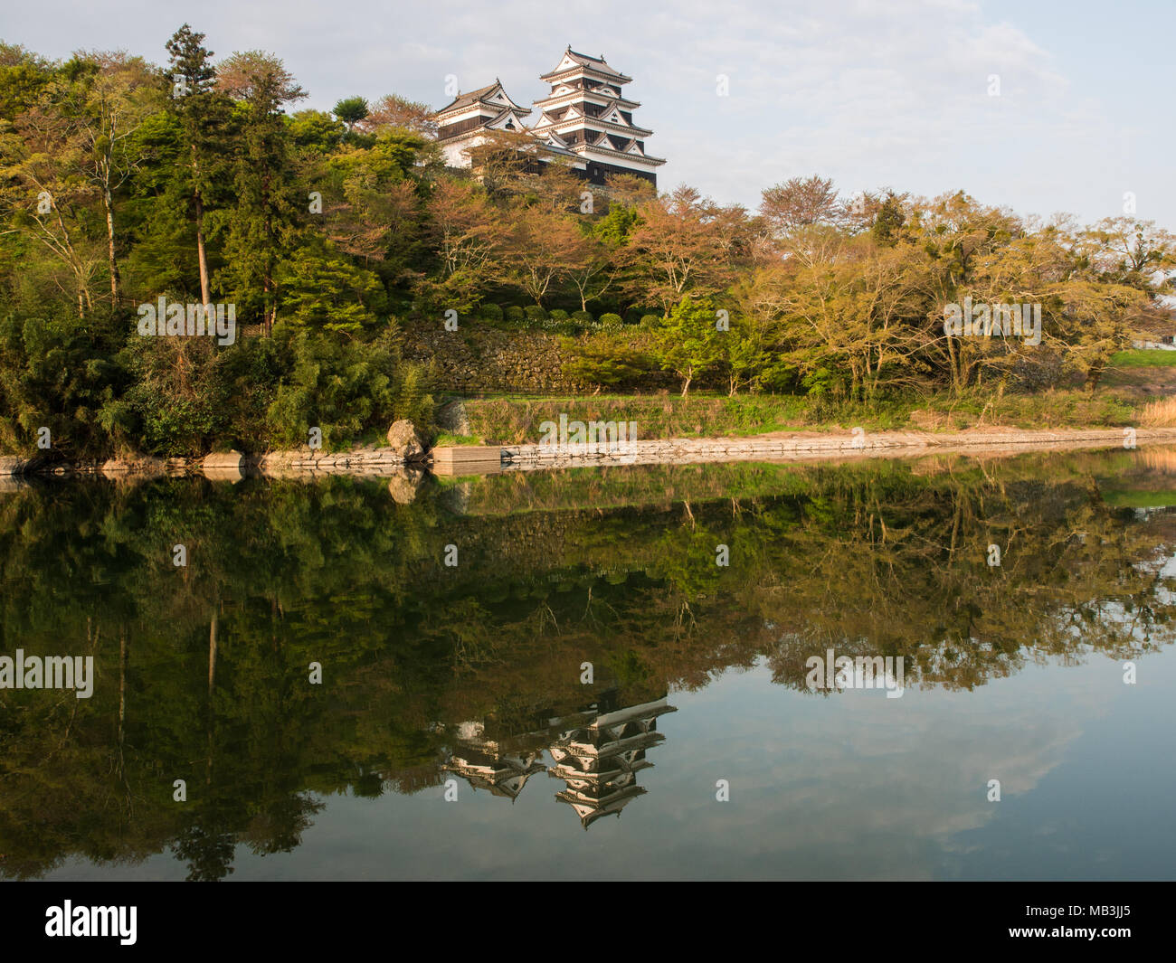 Ozu Castle from Hijikawa River, Ozu, Ehime, Shikoku, Japan Stock Photo ...