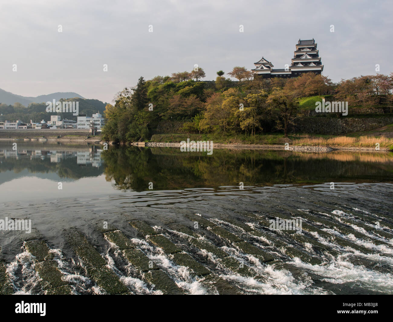 Ozu Castle from Hijikawa River, Ozu, Ehime, Shikoku, Japan Stock Photo ...