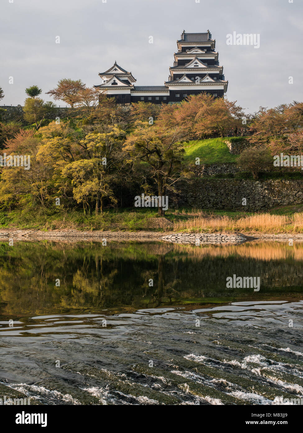 Ozu Castle from Hijikawa River, Ozu, Ehime, Shikoku, Japan Stock Photo ...