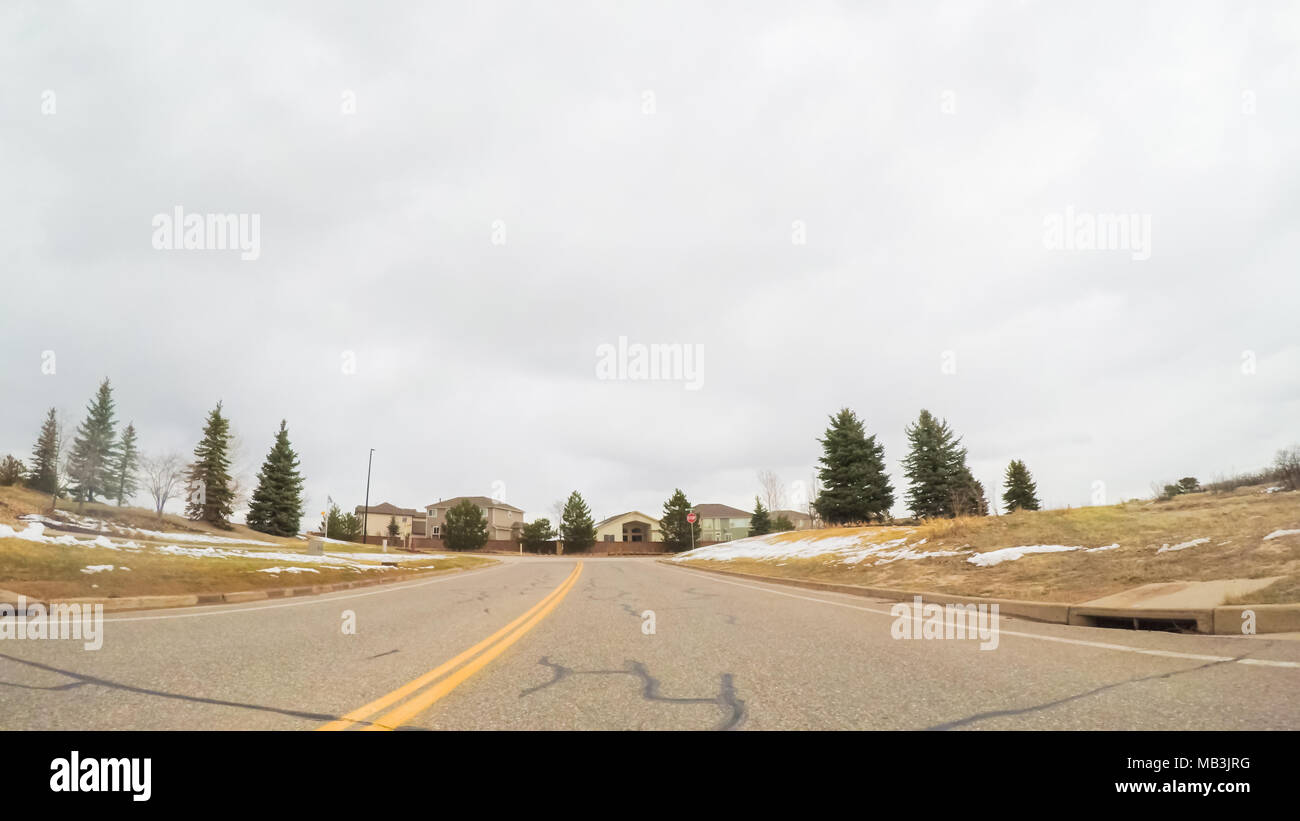 Driving on paved roads in rural suburbia Stock Photo - Alamy