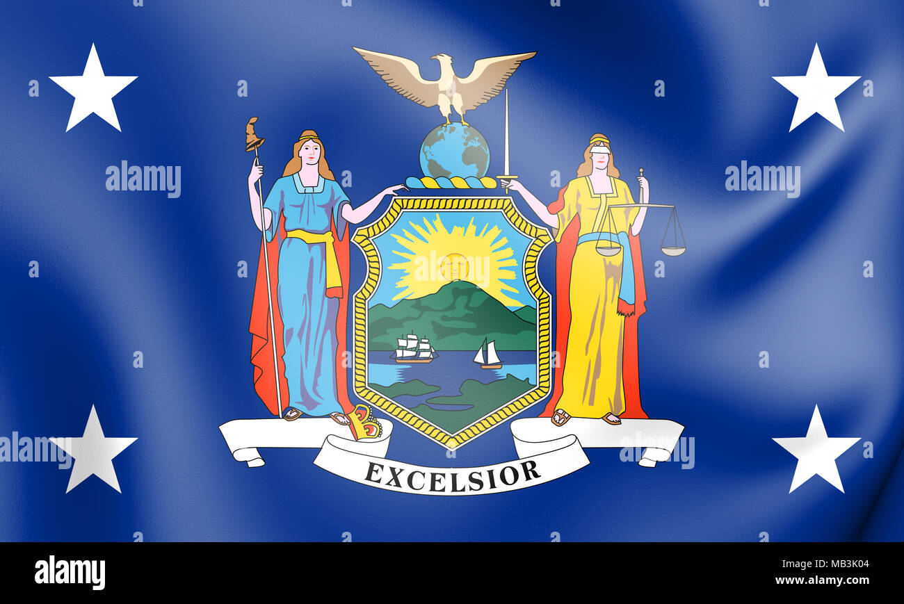 3D Standard of the Governor of New York State, USA. 3D Illustration ...