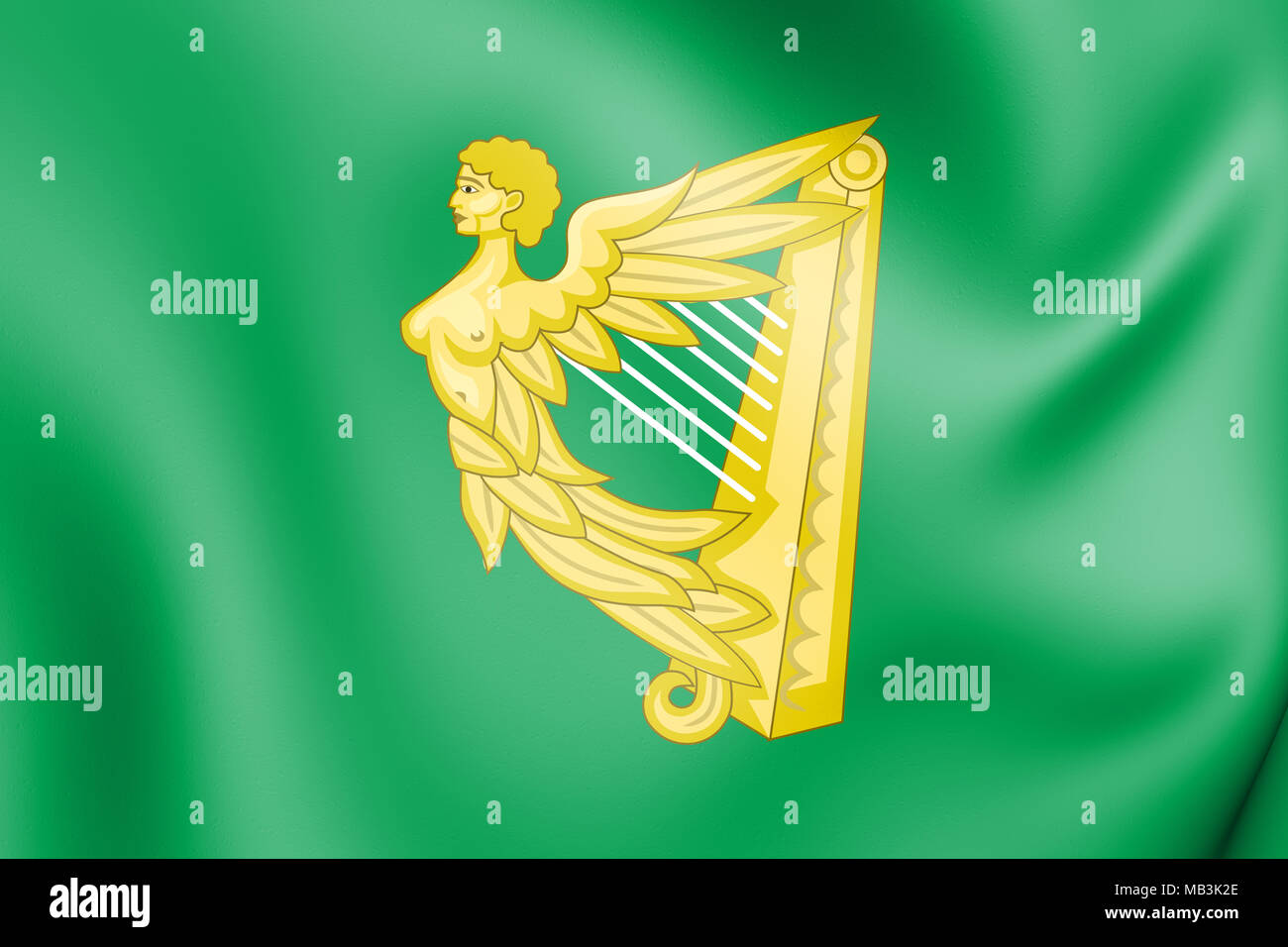 Green Harp Flag of Ireland. 3D Illustration Stock Photo - Alamy