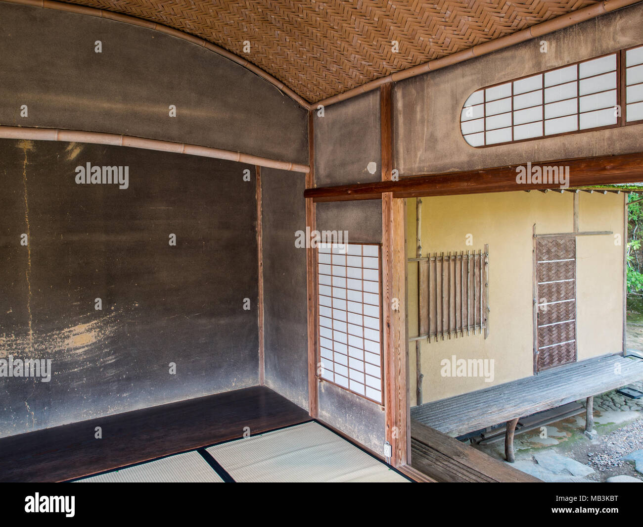 Looking out from the entrance to Furo-an, Garyū Sansō, Ozu, Ehime ...