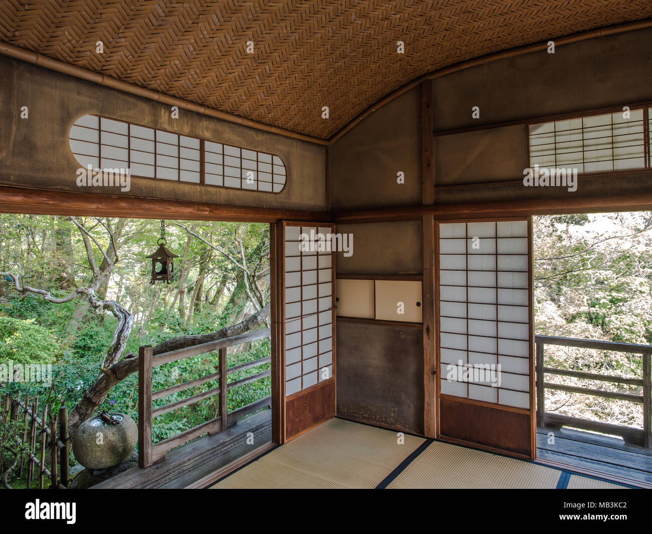 Looking out from Furo-an, Garyū Sansō, Ozu, Ehime, Shikoku, Japan Stock ...