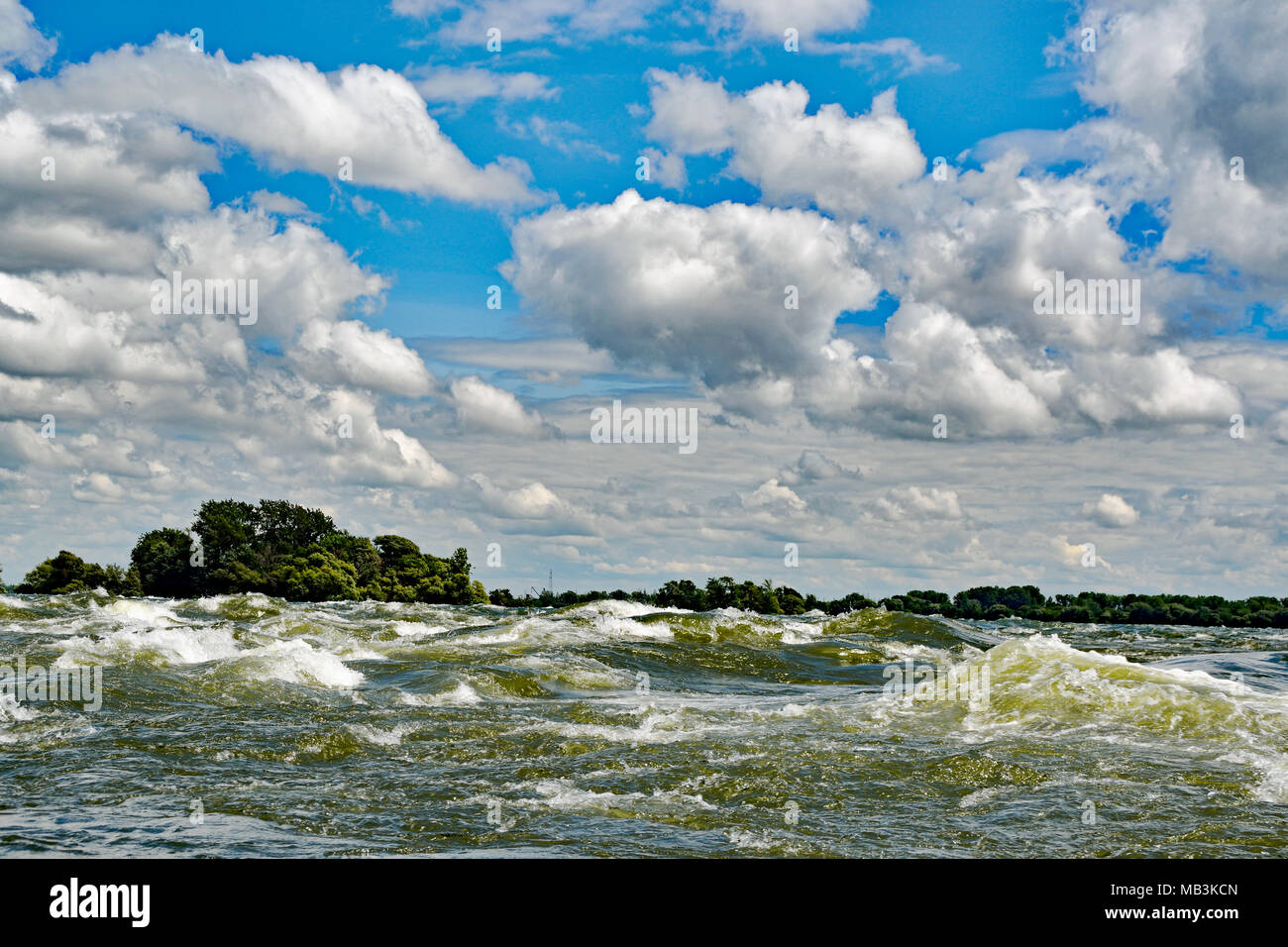 View of the Lachine rapids from Parc des Rapids/Rapids Park in LaSalle ...