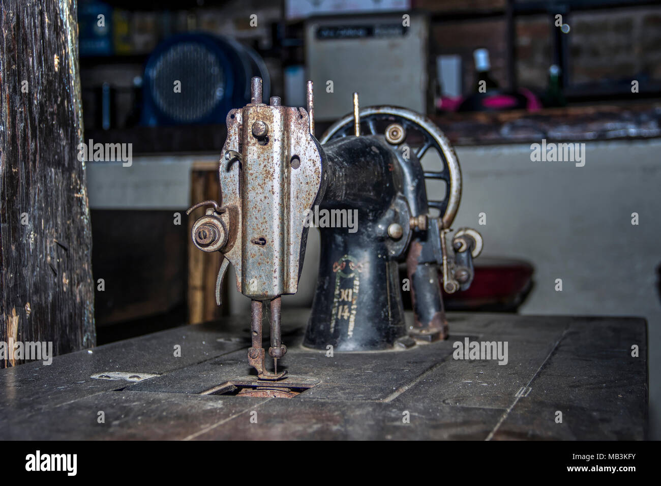 Slavonski Brod, Croatia - Vintage sewing machine used as decoration in ...