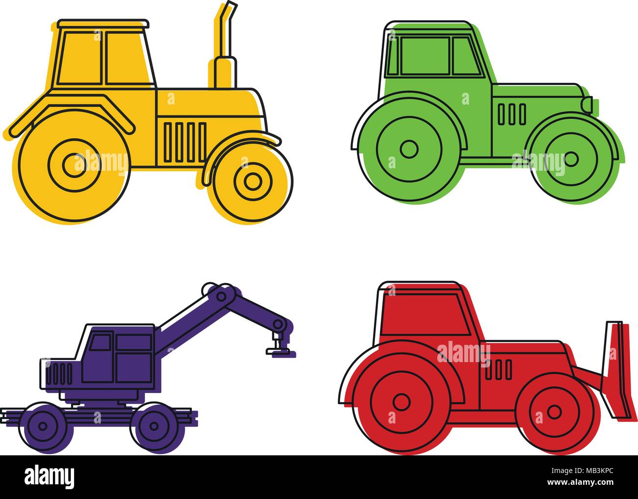 Tractor icon set, color outline style Stock Vector Image & Art - Alamy