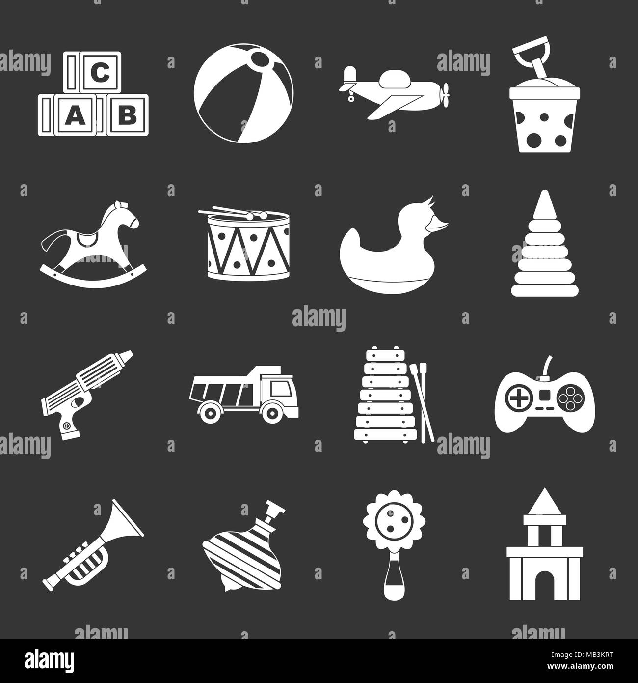 Different kids toys icons set grey vector Stock Vector Image & Art - Alamy