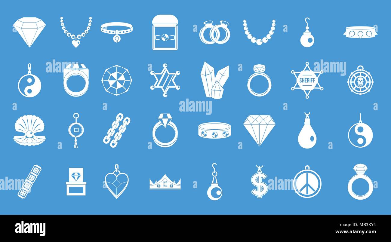 Jewelry icon blue set vector Stock Vector Image & Art - Alamy