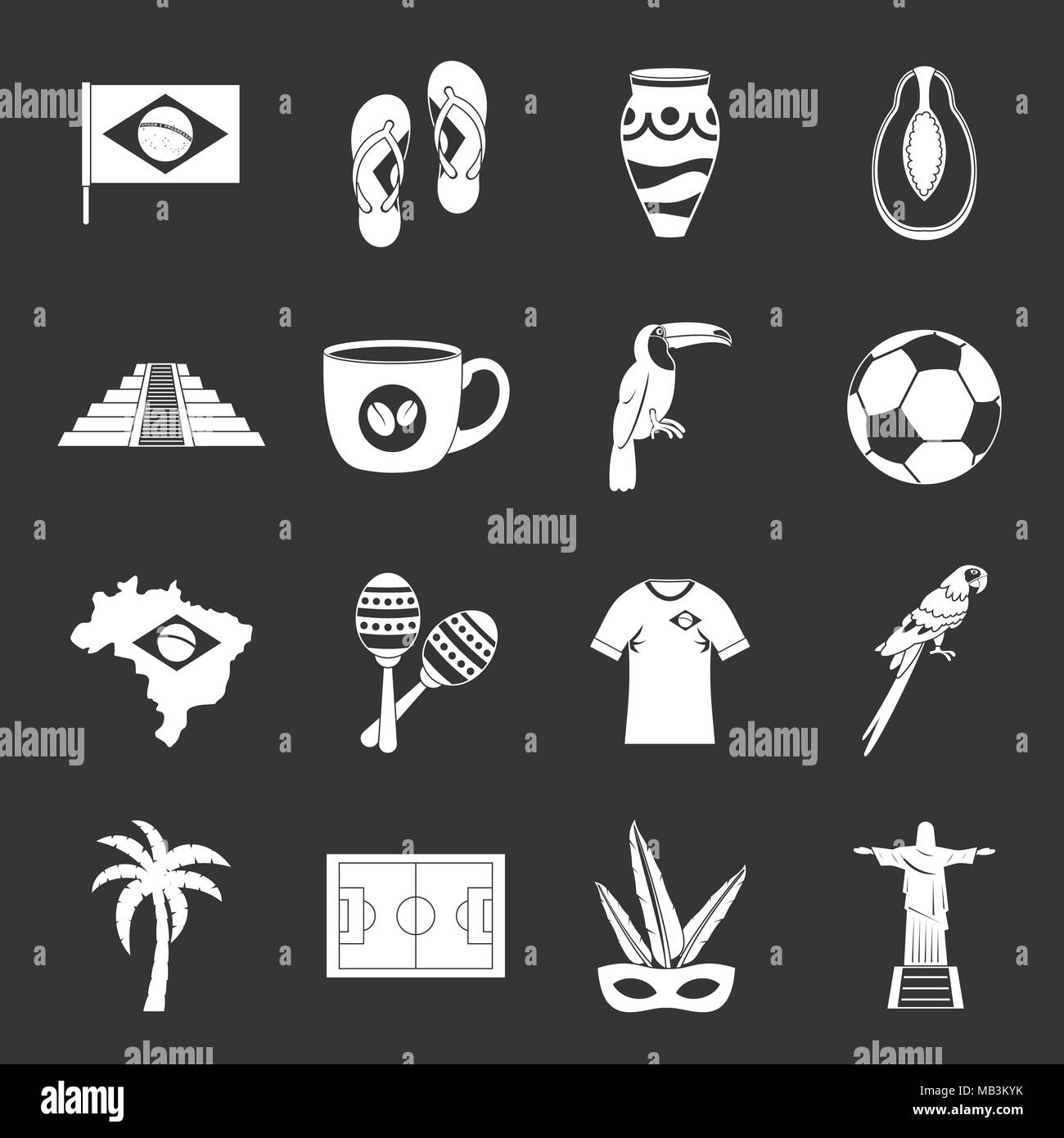 Brazil travel symbols icons set grey vector Stock Vector Image & Art ...