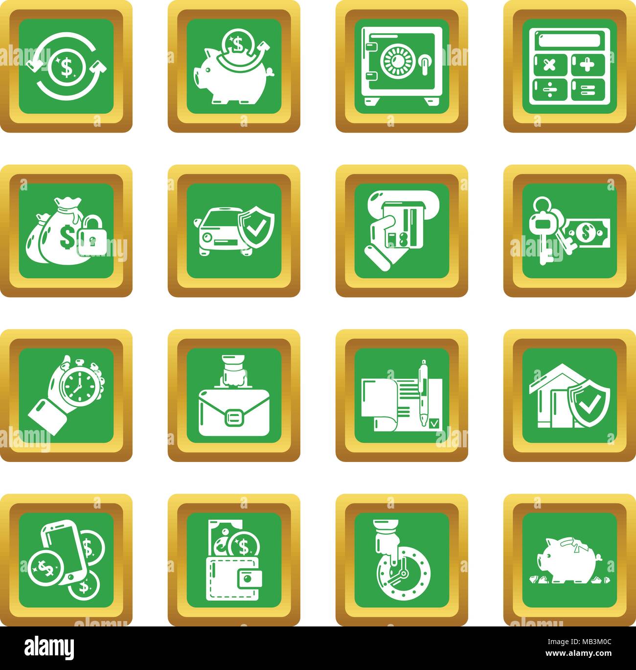 Credit icons set green square vector Stock Vector Image & Art - Alamy