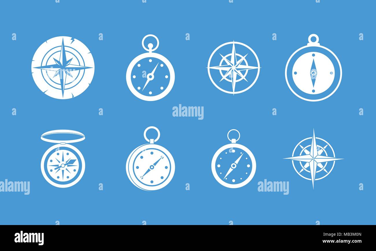 Compass icon blue set vector Stock Vector Image & Art - Alamy