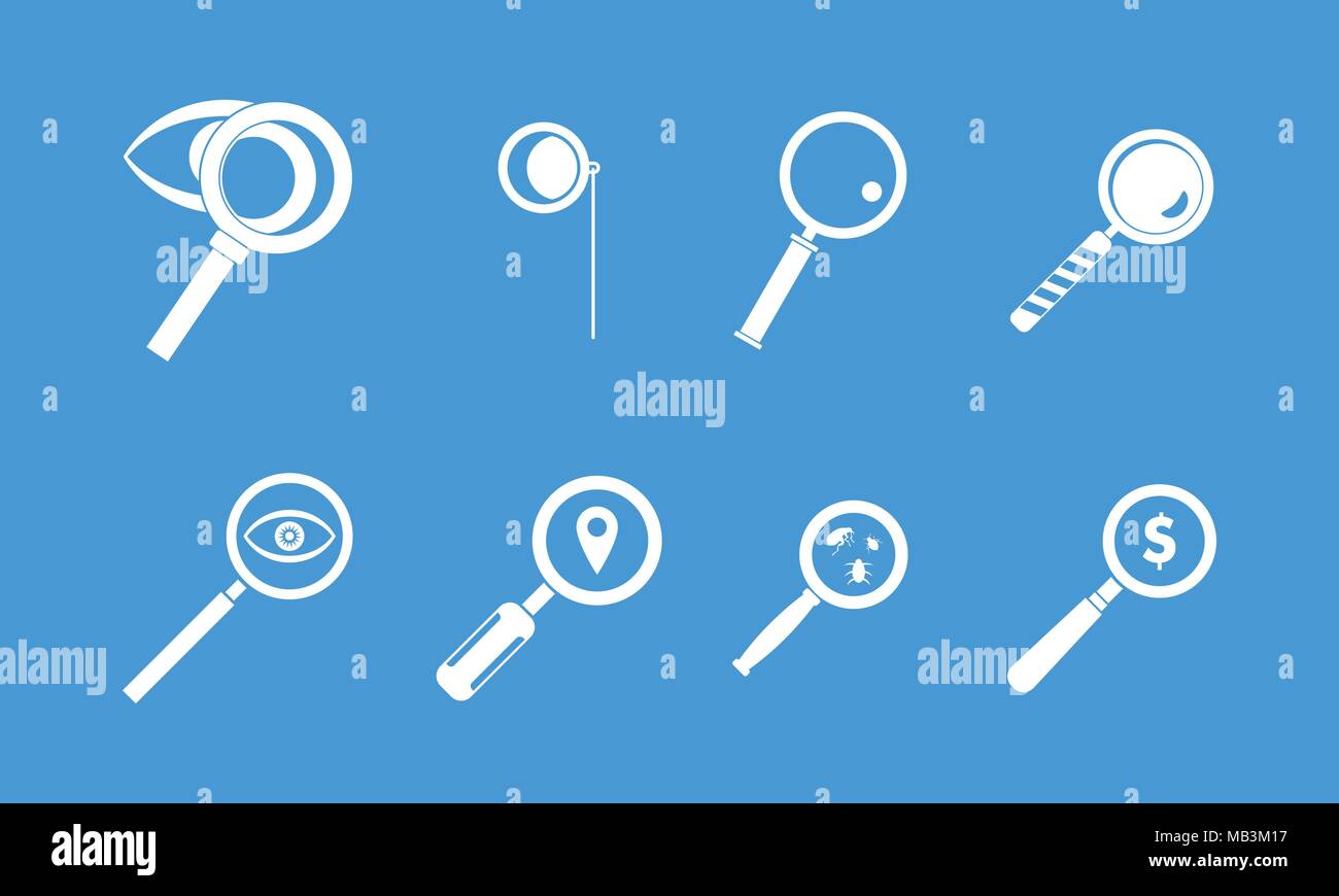 Magnifying glass icon blue set vector Stock Vector Image & Art - Alamy