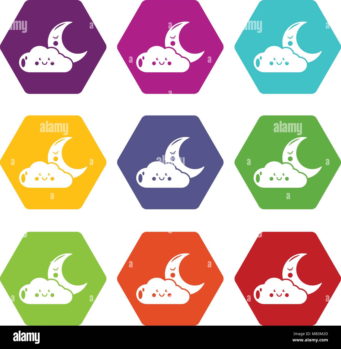 Moon and cloud icons set 9 vector Stock Vector Image & Art - Alamy