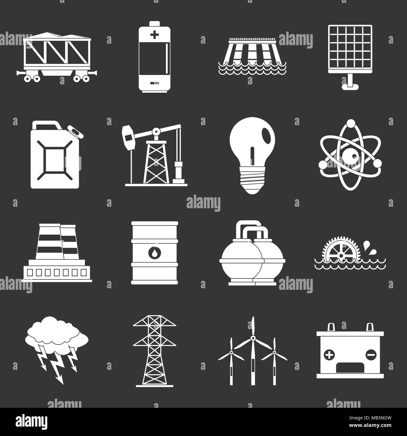 Energy sources items icons set grey vector Stock Vector Image & Art - Alamy