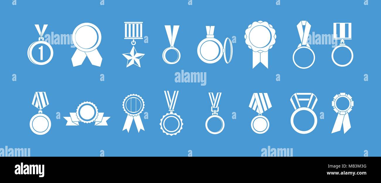 Medal icon blue set vector Stock Vector Image & Art - Alamy