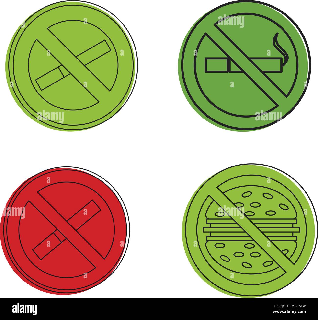 Healthy life sign icon set, color outline style Stock Vector Image ...