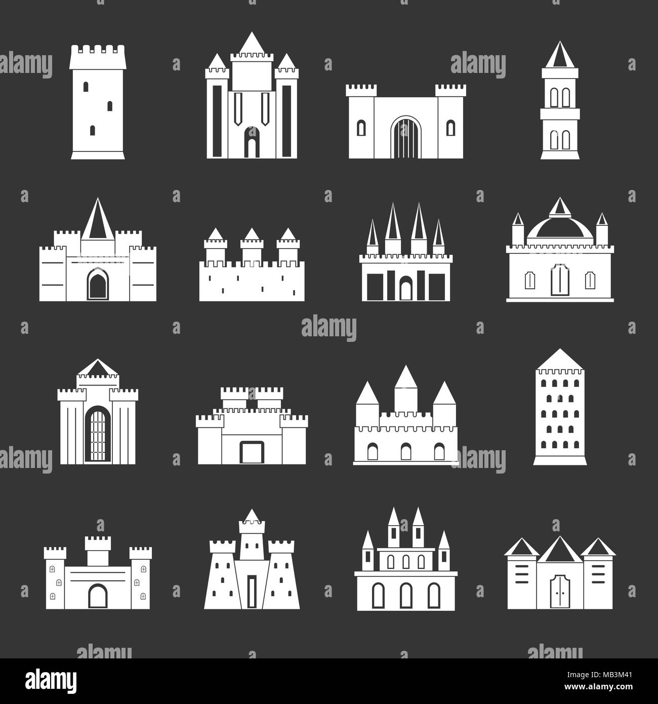 Towers and castles icons set grey vector Stock Vector Image & Art - Alamy