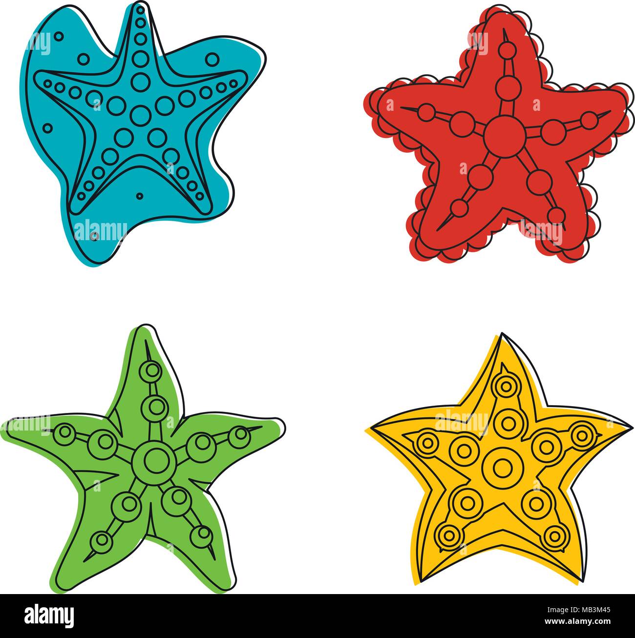 Sea star icon set, color outline style Stock Vector Image & Art - Alamy