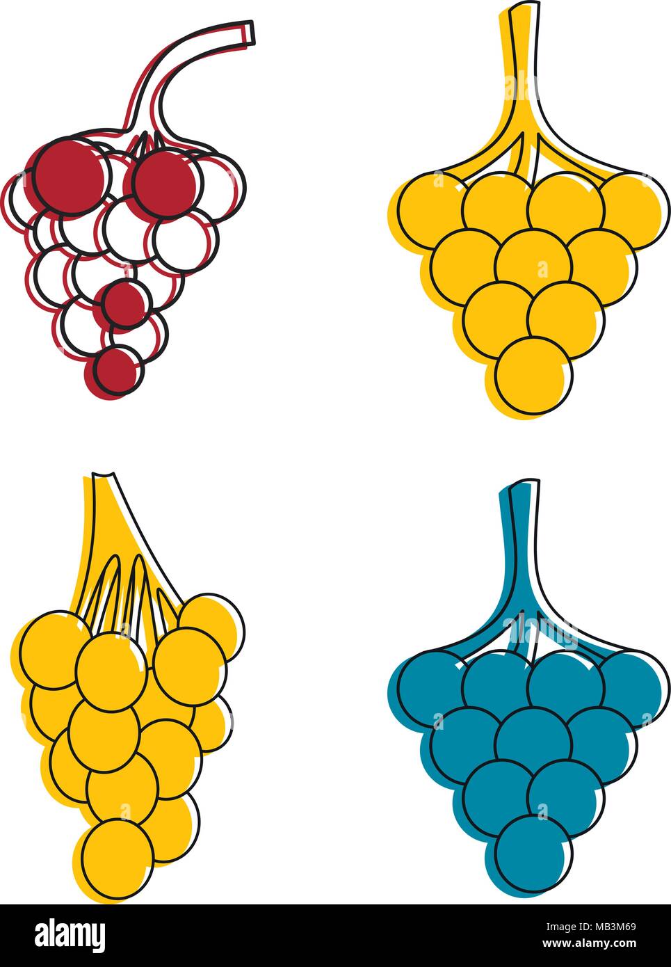 Grapes icon set, color outline style Stock Vector Image & Art - Alamy
