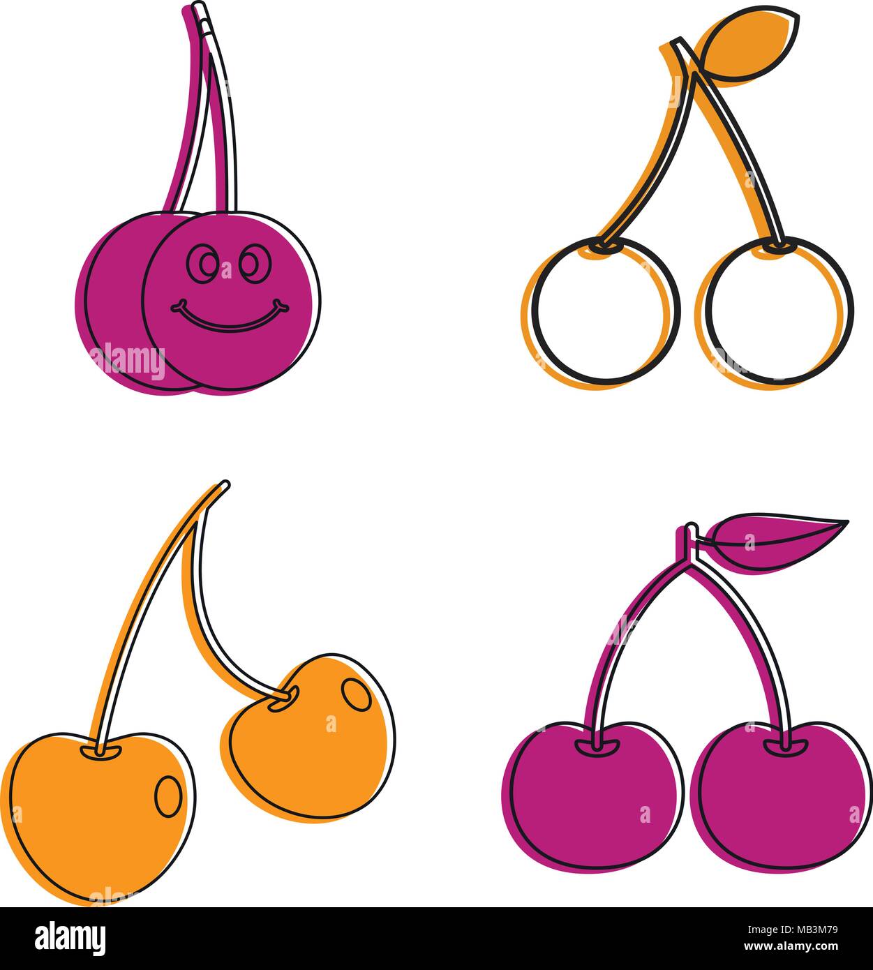 Cherry icon set, color outline style Stock Vector Image & Art - Alamy