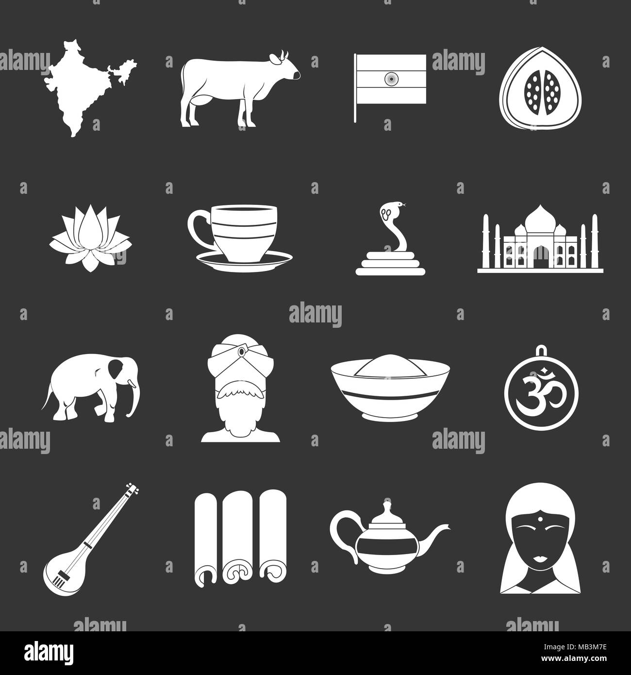 India travel icons set grey vector Stock Vector Image & Art - Alamy