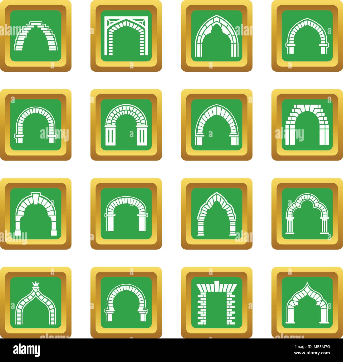 Arch types icons set green square vector Stock Vector Image & Art - Alamy