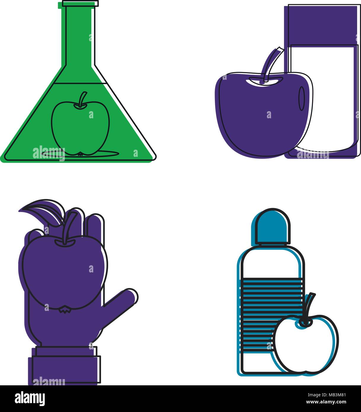 Object and apple icon set, color outline style Stock Vector Image & Art ...
