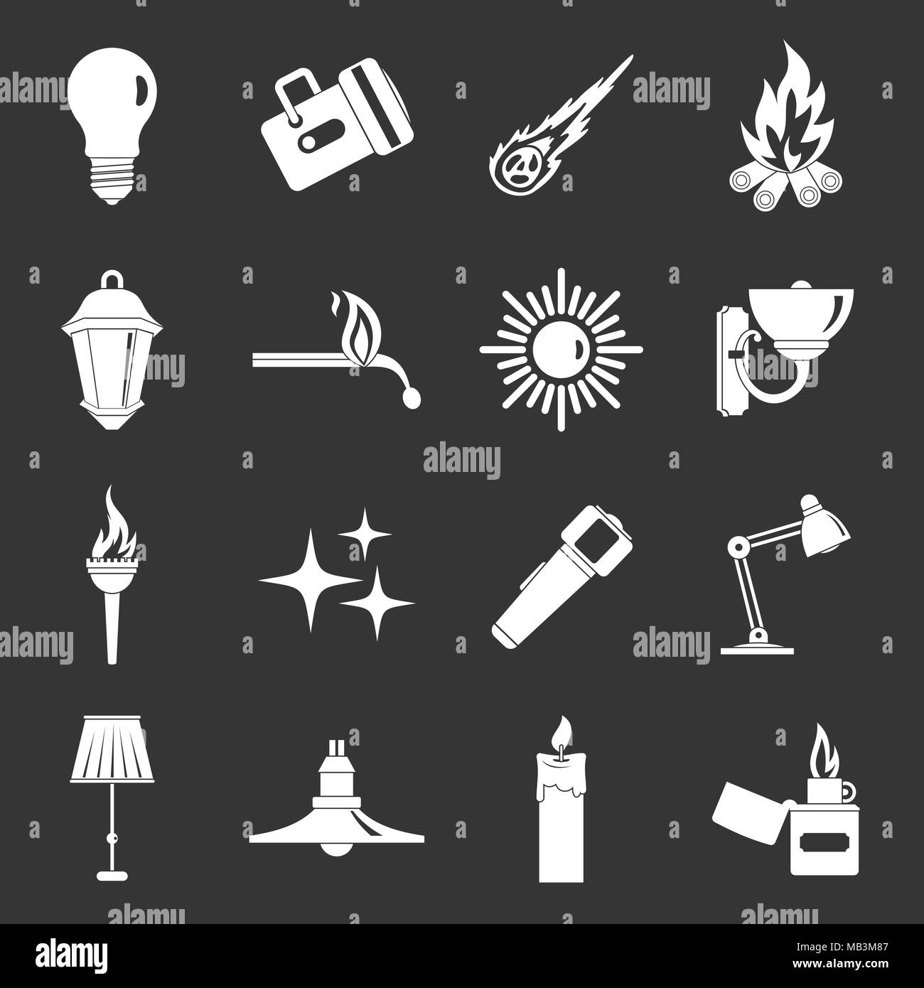 Light source symbols icons set grey vector Stock Vector Image & Art - Alamy