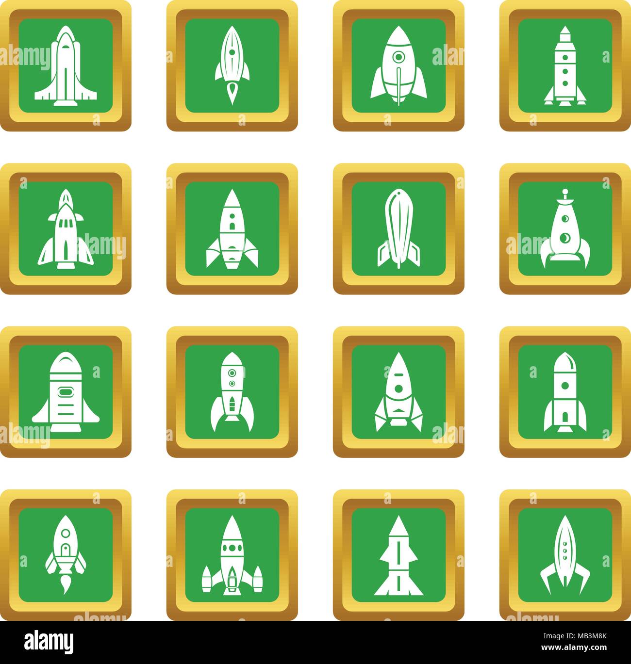 Rocket icons set green square vector Stock Vector Image & Art - Alamy