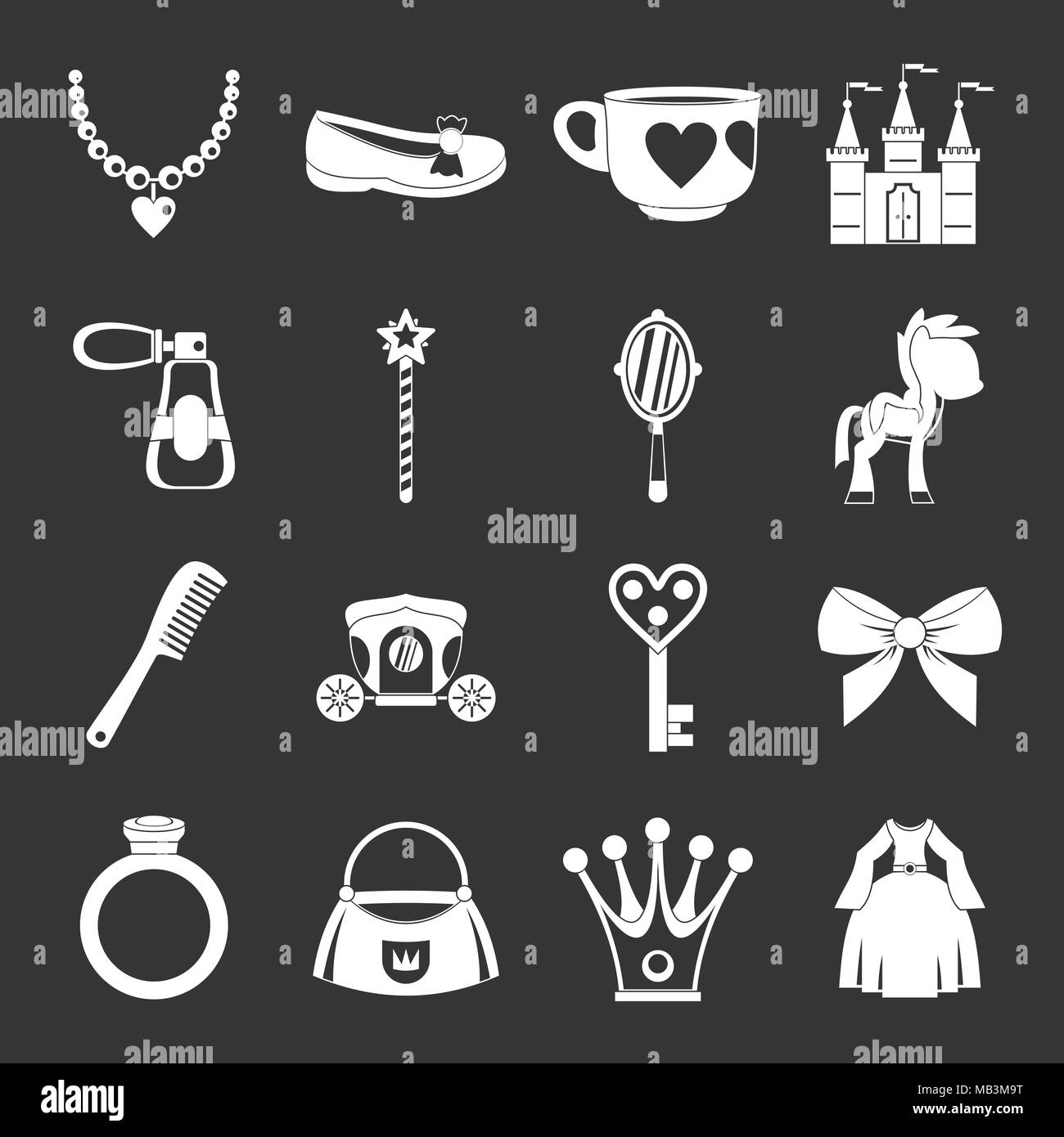 Doll princess items icons set grey vector Stock Vector Image & Art - Alamy