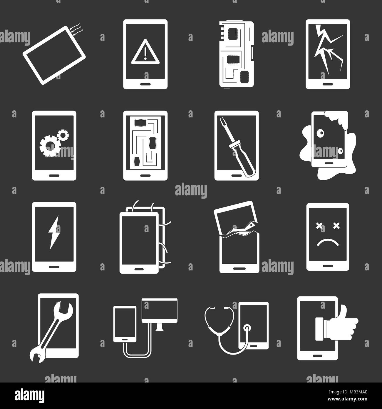 Device repair symbols icons set grey vector Stock Vector Image & Art ...