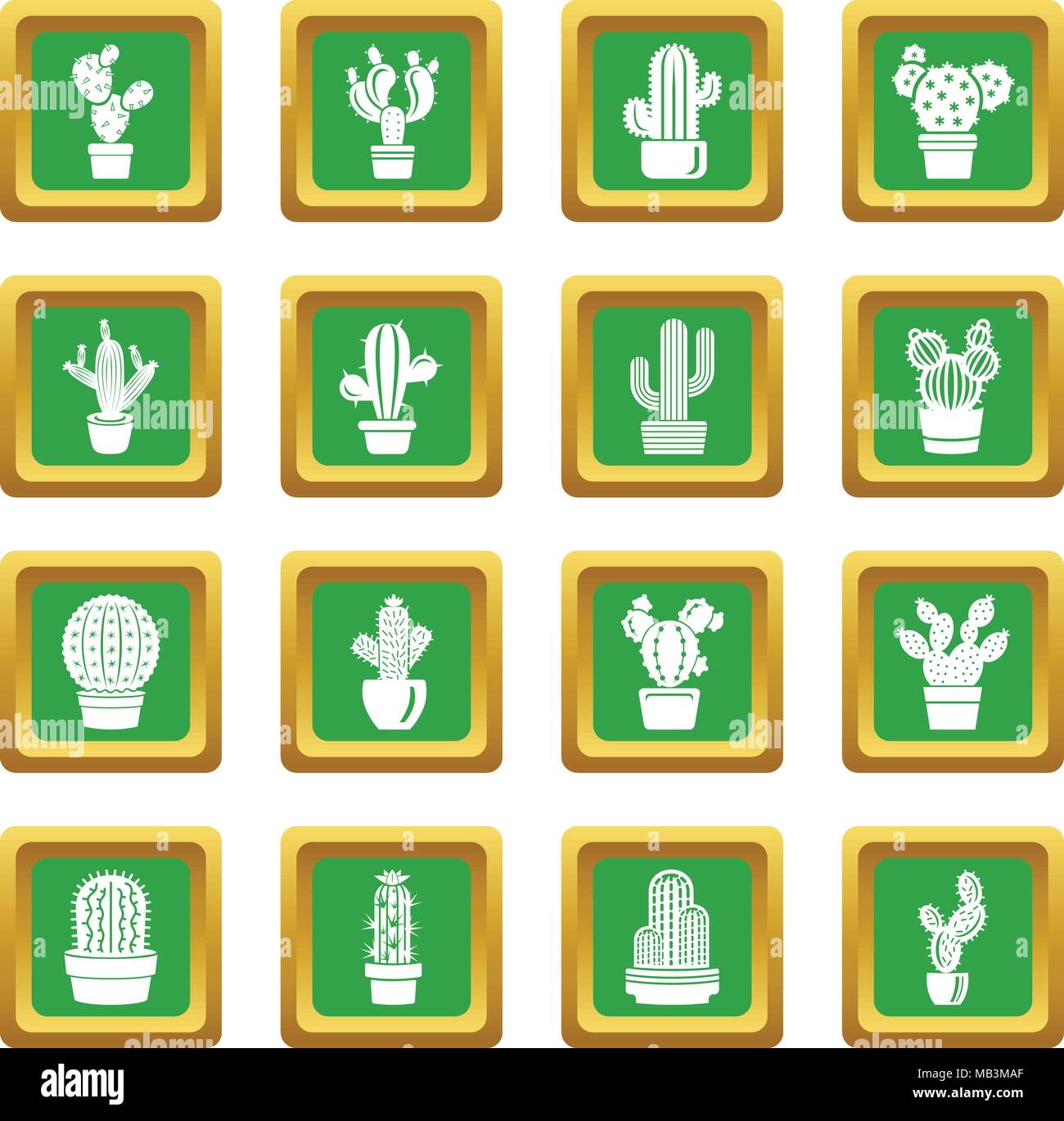 Cactus icons set green square vector Stock Vector Image & Art - Alamy