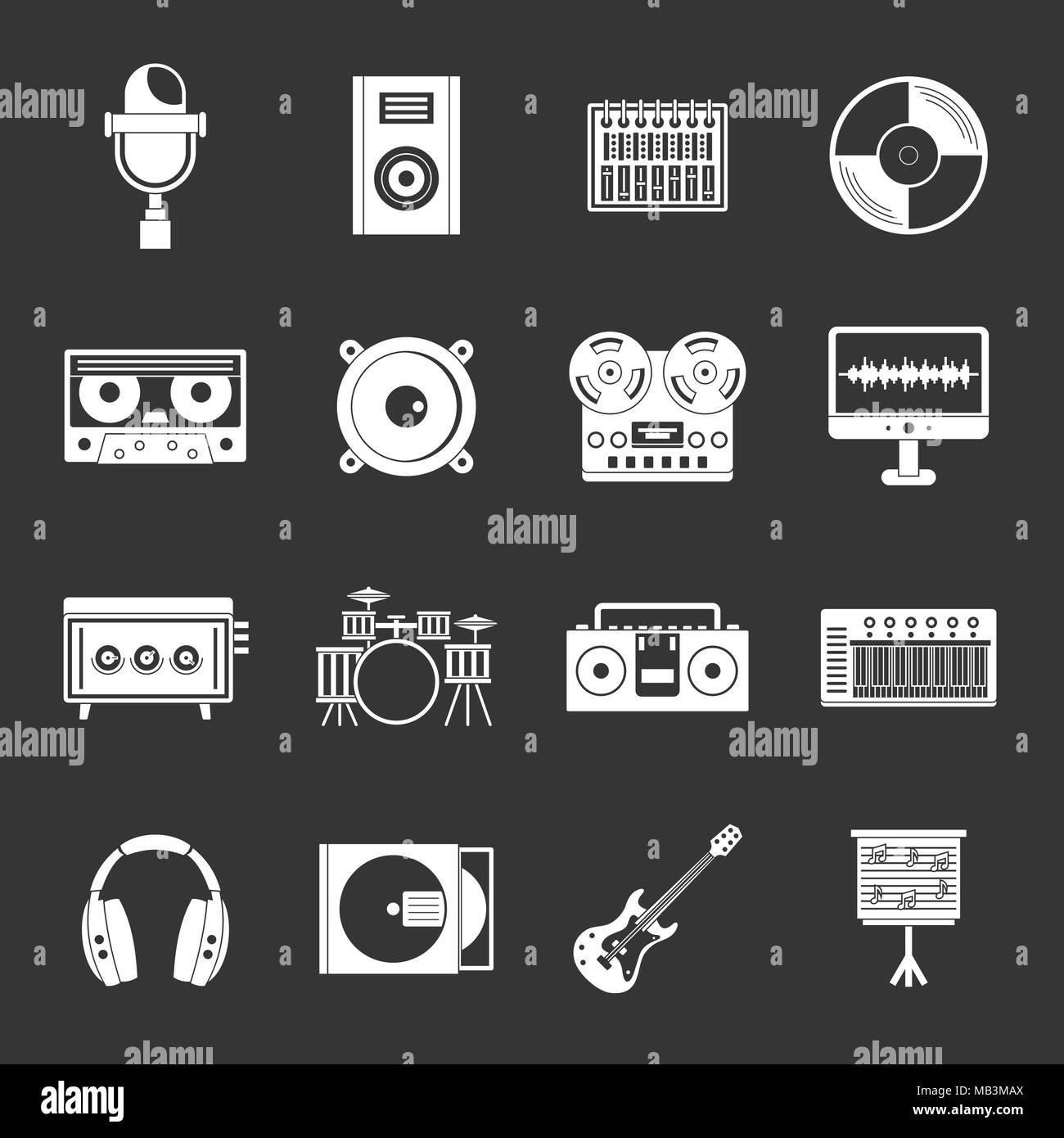 Recording studio items icons set grey vector Stock Vector Image & Art ...